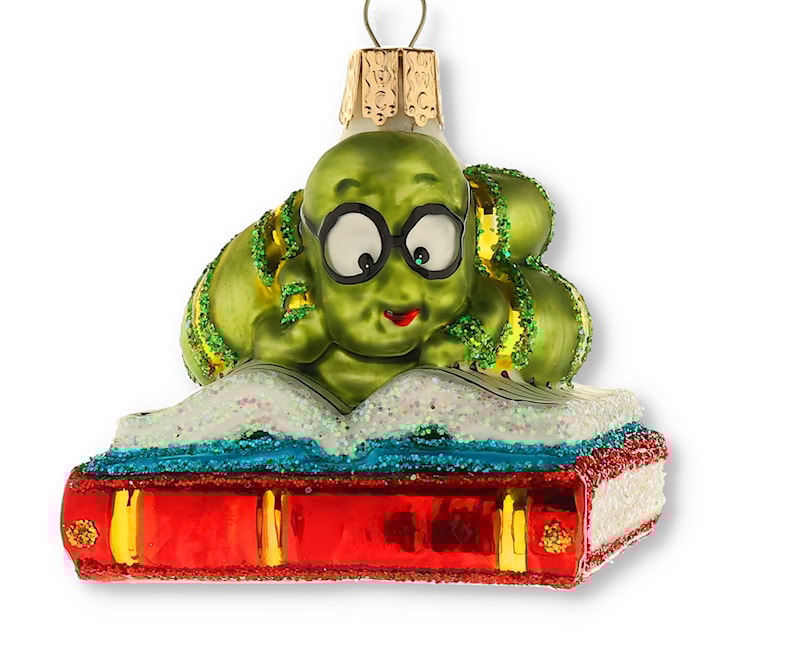 Bookworm Glass Ornament
