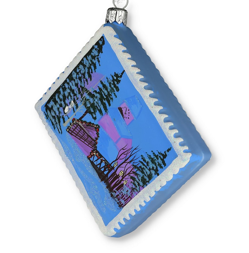 Vail, Colorado Covered Bridge Postcard Glass Ornament