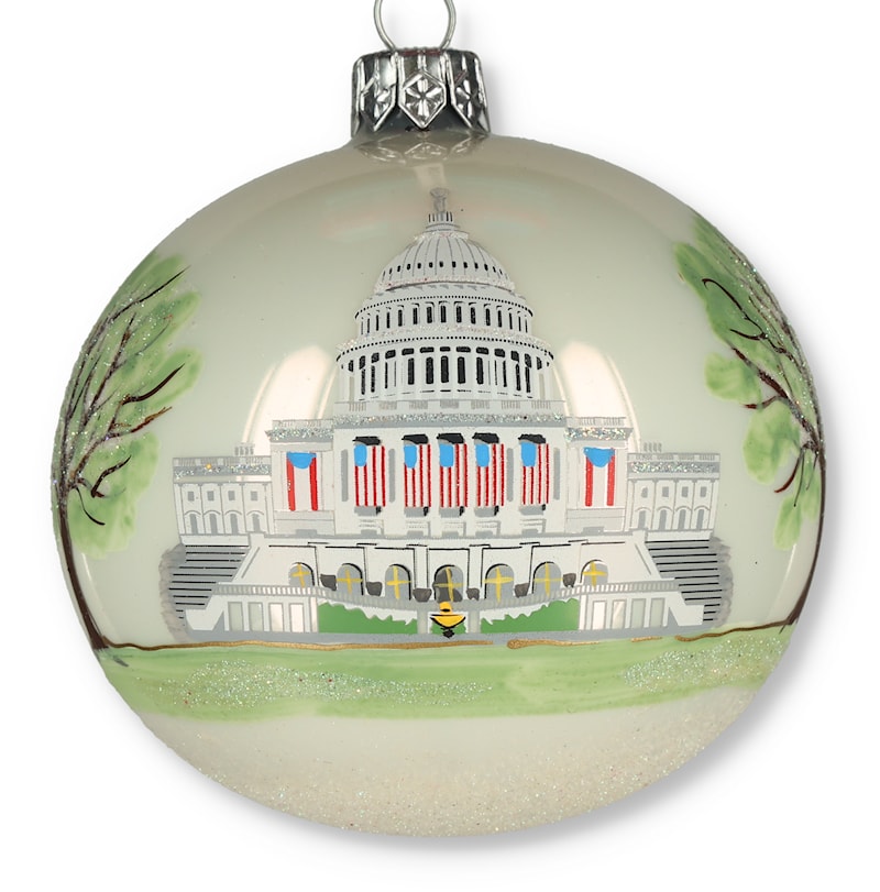 Capitol Flags on Inauguration Day Glass Ornament